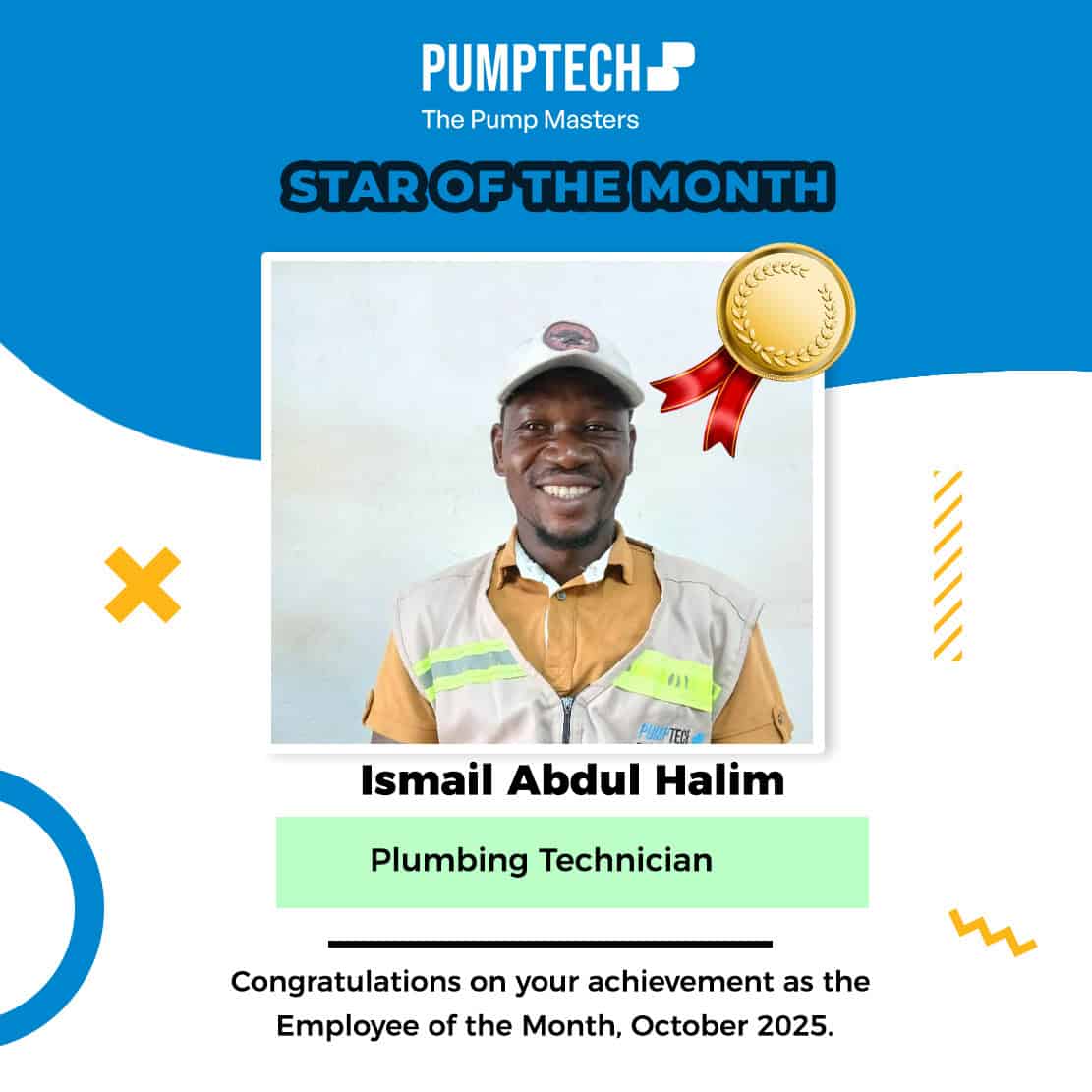 PUMPTECH NAMES ISMAIL HALIM AS EMPLOYEE OF THE MONTH OF OCTOBER, 2025 ...